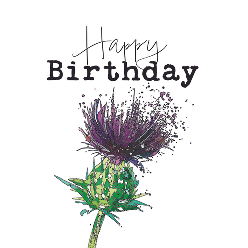 Greetings card - Scottish thistle Happy birthday | ChristineAllanArtist