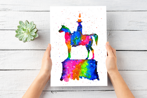 Watercolour Glasgow duke statue wall art print | ChristineAllanArtist