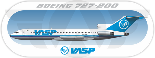 Boeing 727-200 VASP profile sticker | Aeroarte