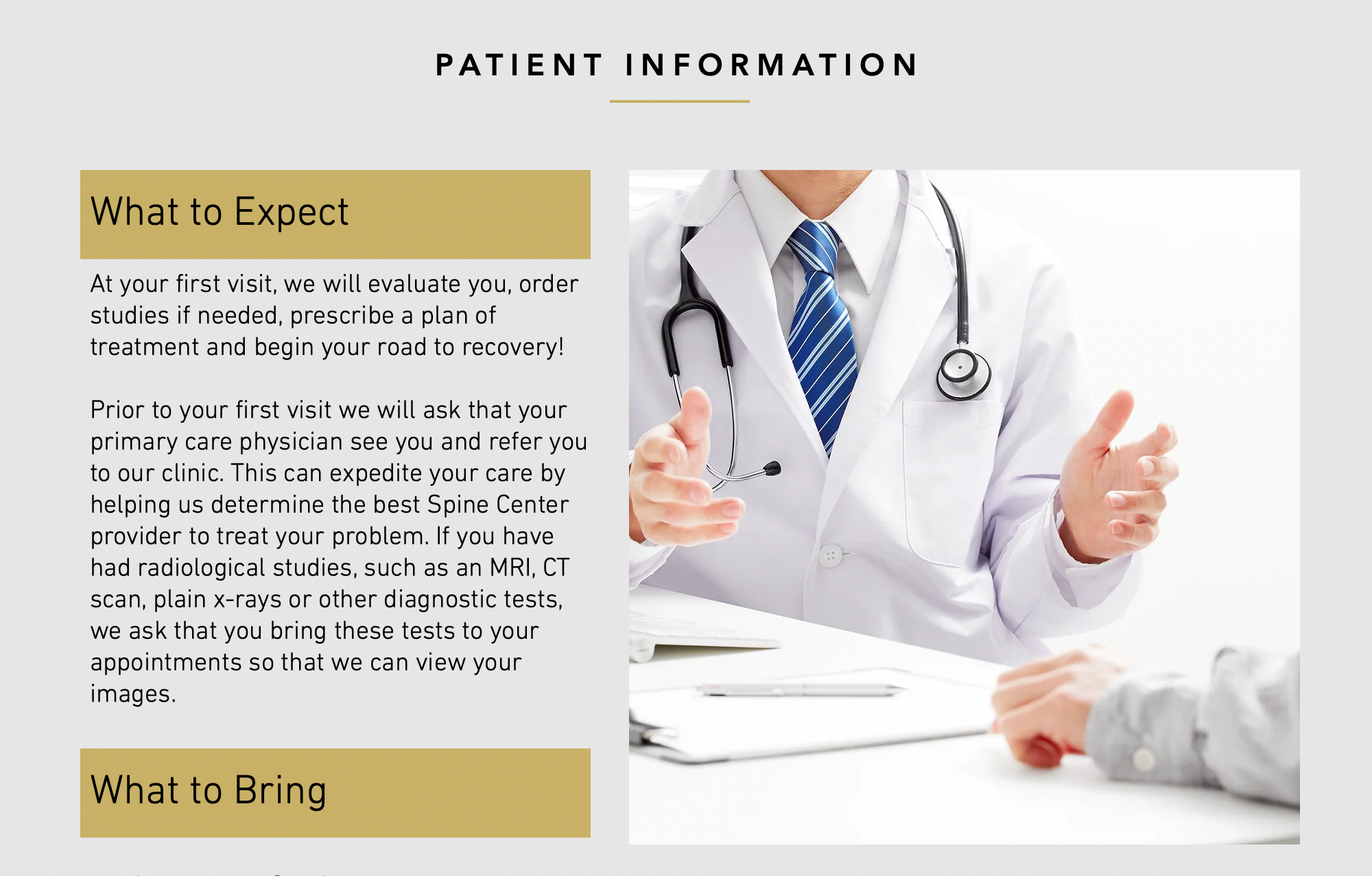 Patient Information | Spine Center