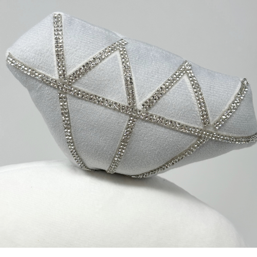 Diamond Shaped Throw Pillow with Rhinestone Accents, White ...