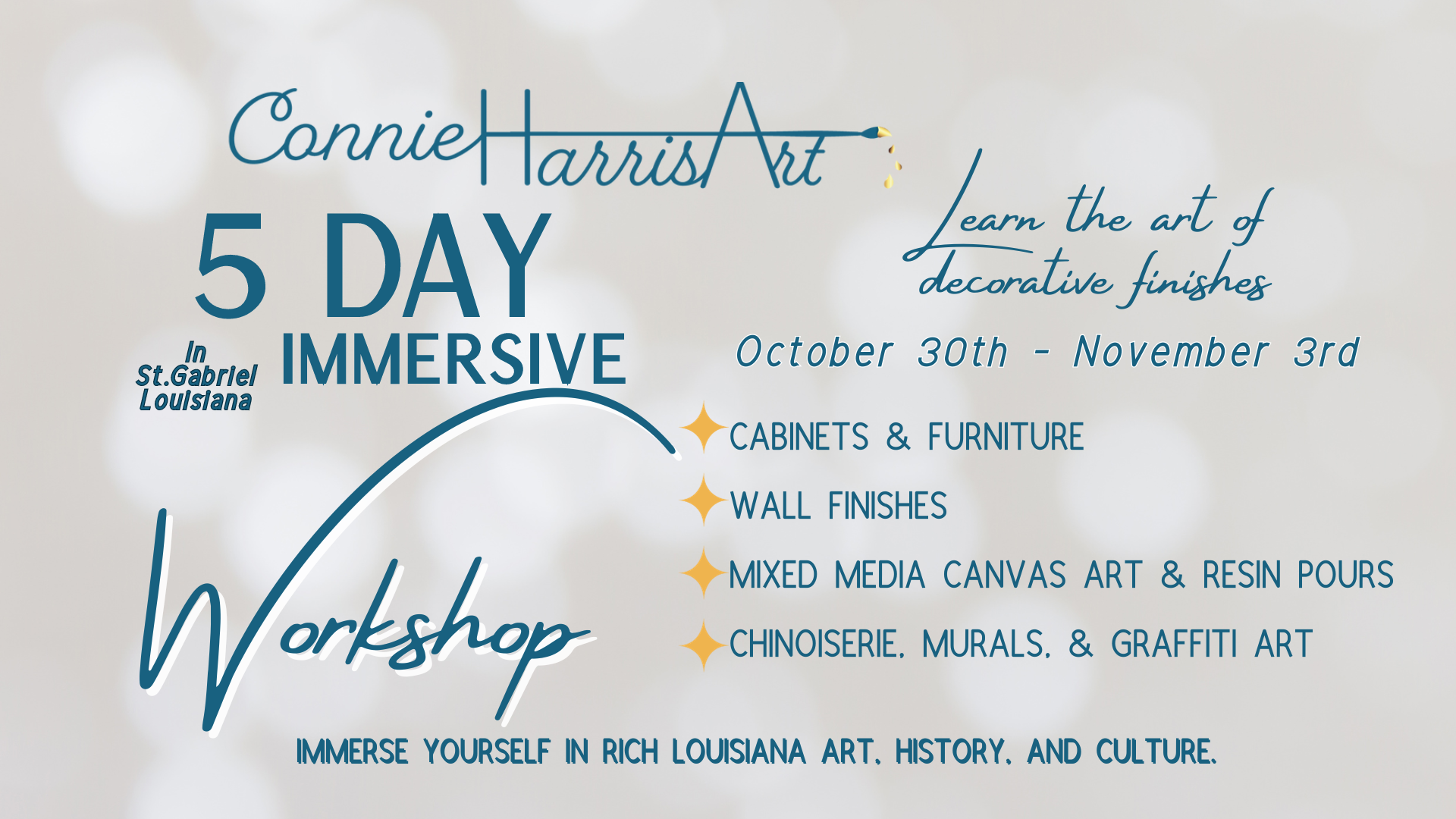 5 Day Immersion in Decorative Finishes | Connie Harris Art Workshop ...