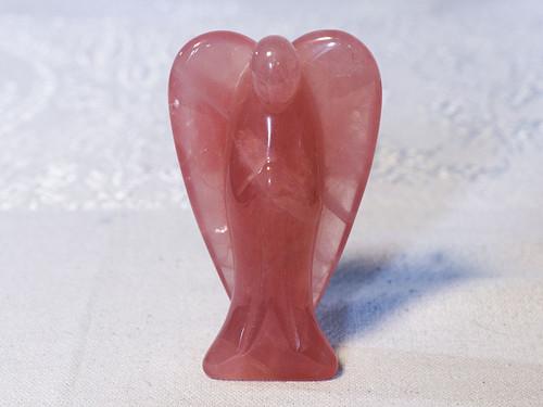 Rose Quartz Crystal Angel - 75mm high - 45mm wingspan | The Crystal Shop