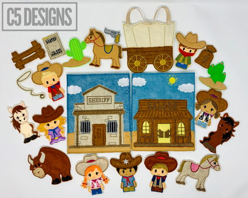 Cowboy Finger Puppet Set | C5EmbroideryDesigns.