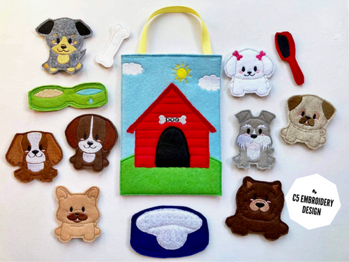 Cute Dog Finger Puppet Set 1 | C5EmbroideryDesigns.
