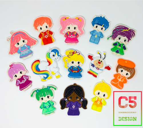 Rainbow Friends Finger Puppet Set | C5EmbroideryDesigns.