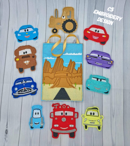 Car and Friends Finger Puppet Set | C5EmbroideryDesigns.