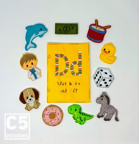 Alphabet "D" Finger Puppet Set | C5EmbroideryDesigns.