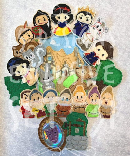 Snow and the Seven Little Men Finger Puppet Set | C5EmbroideryDesigns.