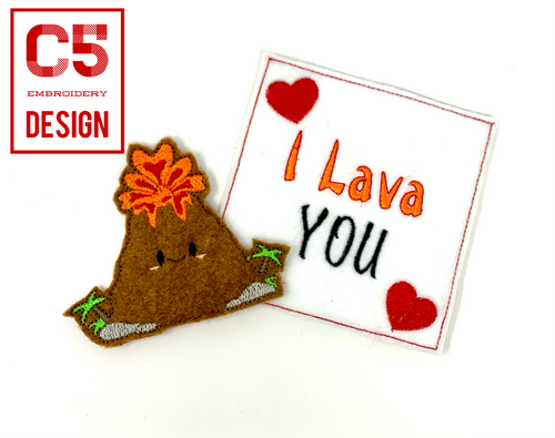 I Lava You Volcano Valentine's Day Card Pouch and Finger Puppet ...