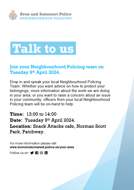 Patchway Police Beat Surgery - Tuesday 9th April