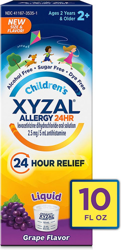 Xyzal Children's Oral Solution 24-HR Allergy Relief for Kids Grape ...