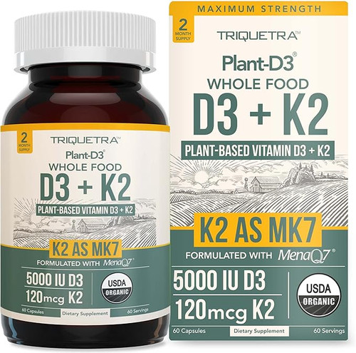 Organic Plant D3 + K2 | 5000 iu D3 + 120 mcg K2 as All-Trans MK7 from ...