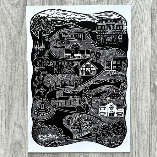 Charlton Kings linocut print | Happily Ever Lino