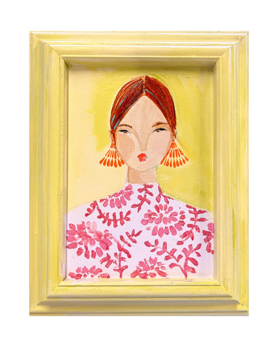 Mini "wallflower" 5x7 original on canvas in a painted frame | Lindsey Crafter