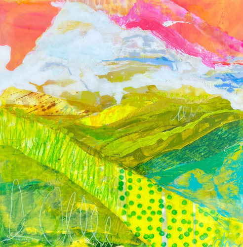 Sublime Collage 24"x24" Resin on wood panel | Lindsey Crafter