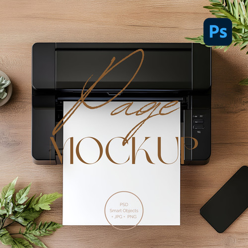 A4 Page Mockup - Printer Mockup - PSD Printer Mockup - Desk Printer PR ...