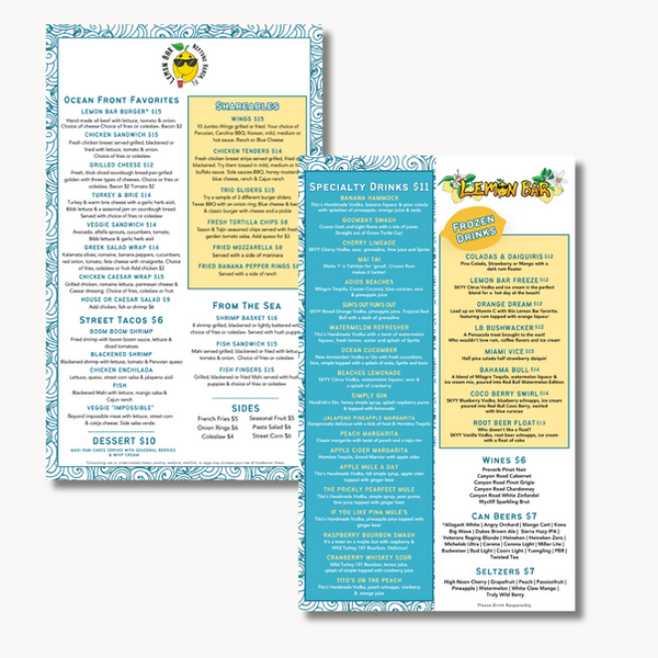 WATERPROOF MENUS | Menu Designs