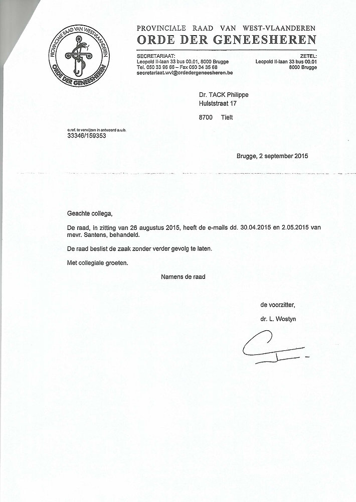 Philippe Tack mag corruptiepraktijken ongestoord verder zetten van de Orde