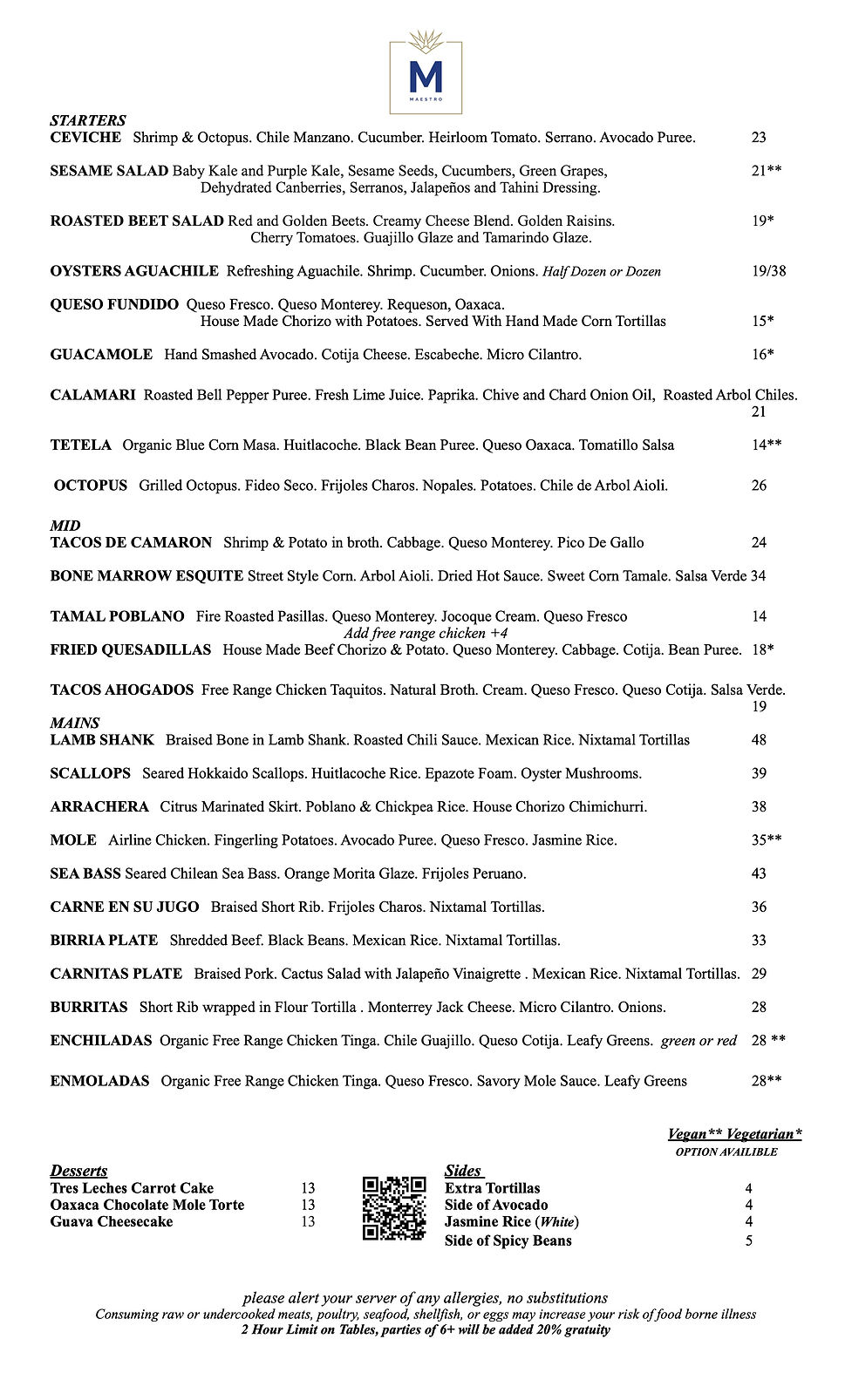 MENU | maestro-restaurant