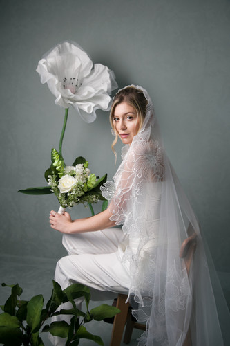 Miriam - Mantilla Sequin Floral Bridal Veil | colourYbridal