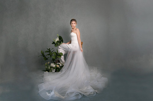 Rebekah - Open Front Detachable Train With Lace And Horsehair Edging ...