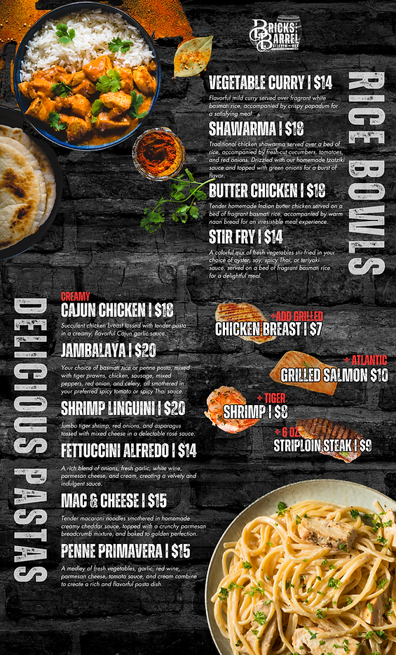Menu | Bricks & Barrel