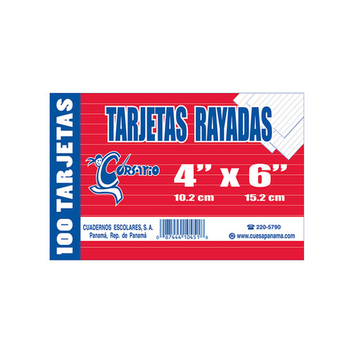 Tarjetas Rayadas 4x6" blanca | Cuadernos Escolares
