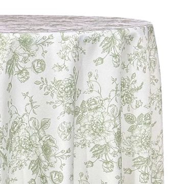 Sage Green French Toile Polyester Linen | The Oviatt