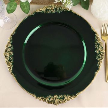Emerald Green and Gold Acrylic Victorian Charger | The Oviatt