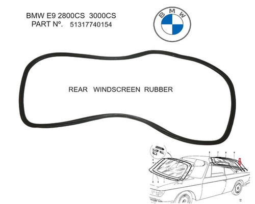 BMW E9 51317740154 Rear windscreen rubber seal ALL MODELS | Retro ...