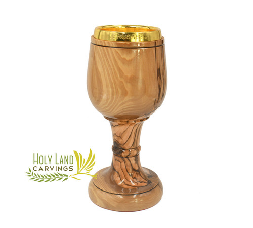 Olive Wood Chalice, Large Wooden Communion Cup, Bethlehem Wooden Carved ...