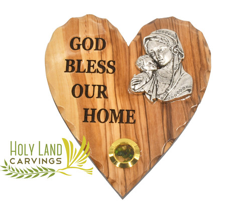 God Bless Our Home Wooden Heart Wall Plaque, Home Blessing Gift | Holy ...