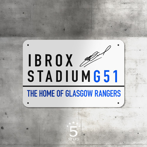 Steven Gerrard Signed Ibrox Stadium Street Sign | 5 Star Events Ltd