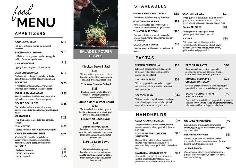FOOD MENUS | oneduke