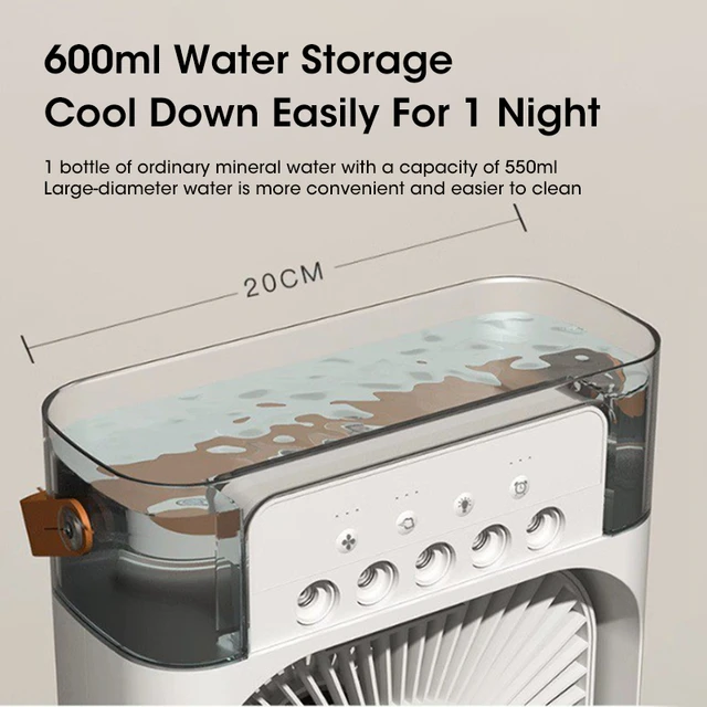 Portable Mini Air Cooler Fan 3 in 1 Ice Cold Cooling Air Conditioner ...