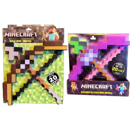 Minecraft Bow And Arrow & Enchanted Bow And Arrow Kids Play Battle Toy ...