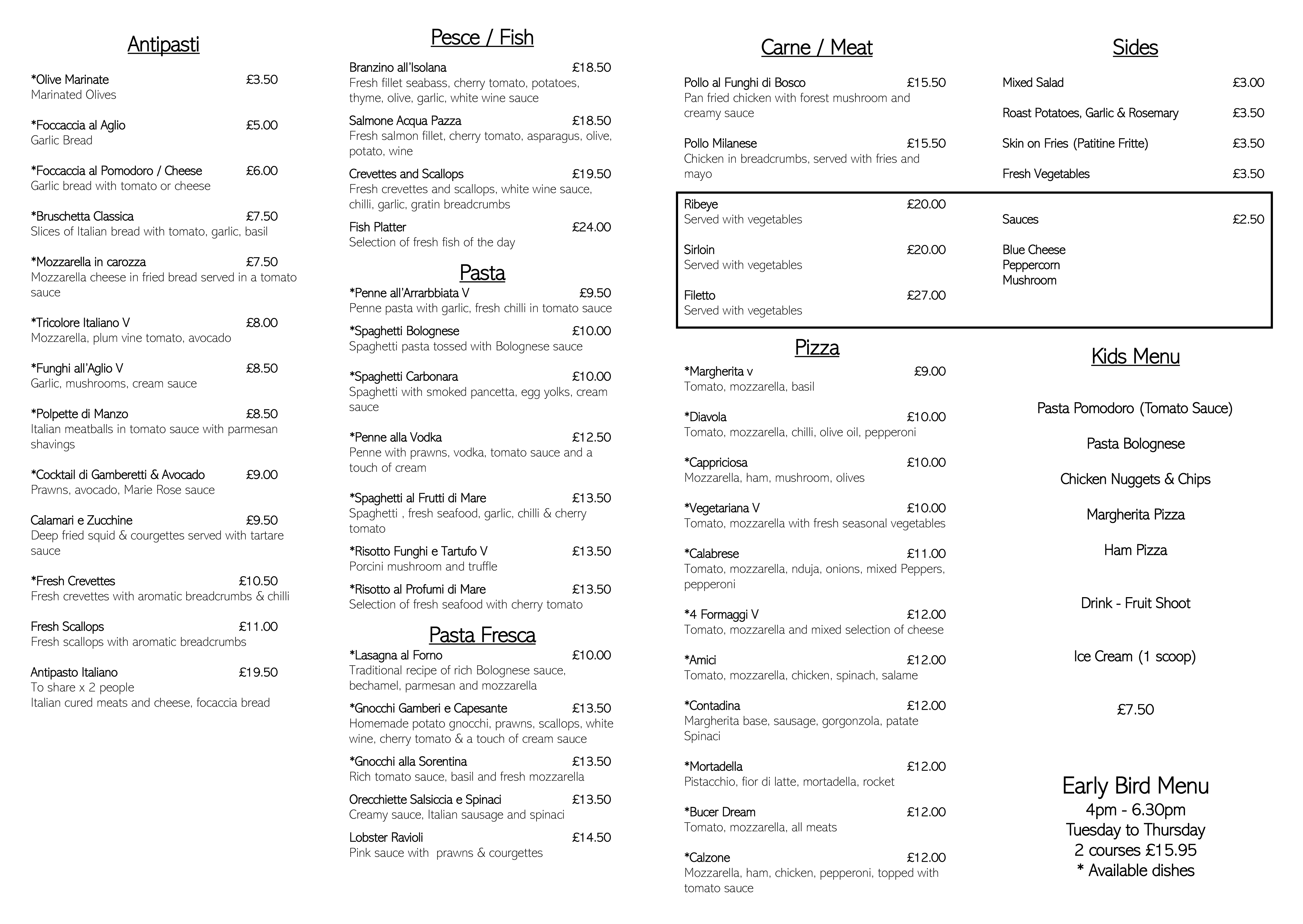 MENU | 2Amici Holywell