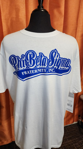 " PBS TEE Fraternity Tail" Royal Blue Letters on White Tee | Finer Mall