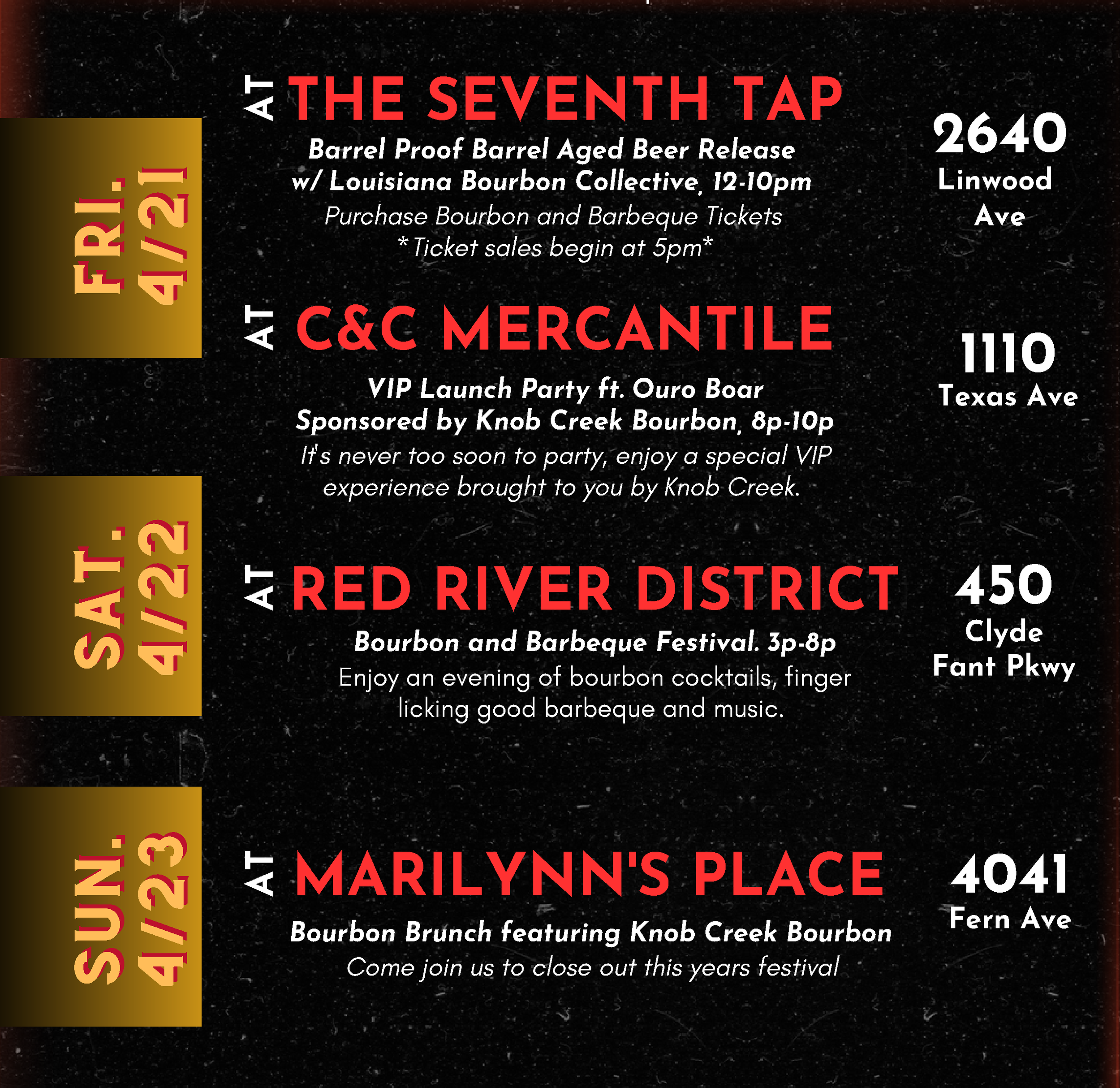 Festival Weekend Schedule of Events