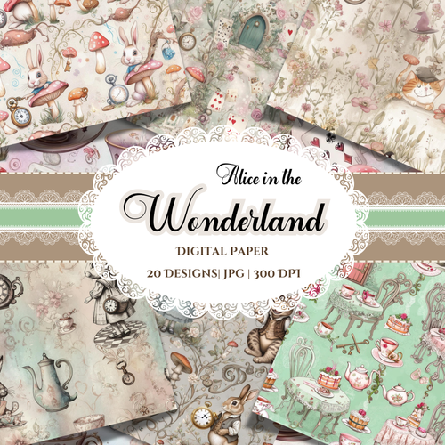 Alice in the Wonderland Digital Paper | Digital Printing