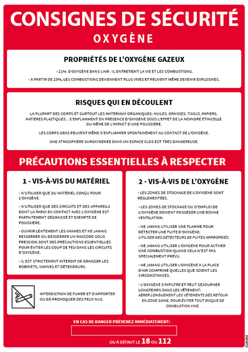 Consignes de sécurité oxygène | LP Sécurité