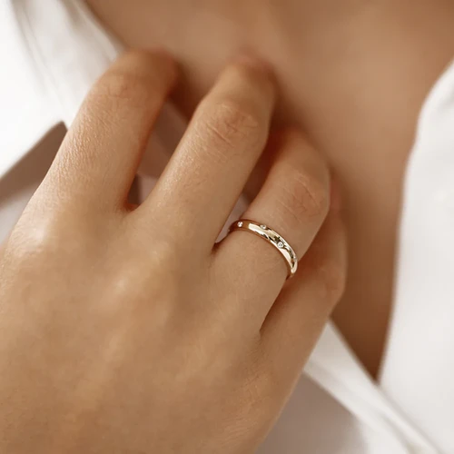 14K Solid Gold 3MM Dome Burnish Setting Women's Wedding Ring | The ...