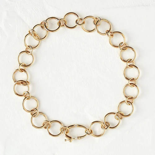 14K Solid Gold Oval Catch Clasp Chain Natural Diamond Bracelet | The ...