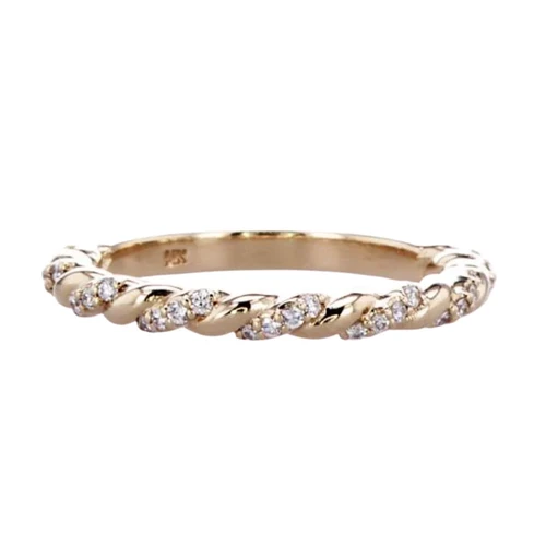 18K Solid Gold And Diamond Rope Ring | The Karat Store