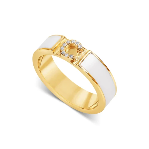 Enamel Diamond Initial Ring The Karat Store