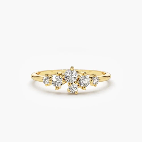 14K Solid Gold Large Diamond Cluster Ring | The Karat Store