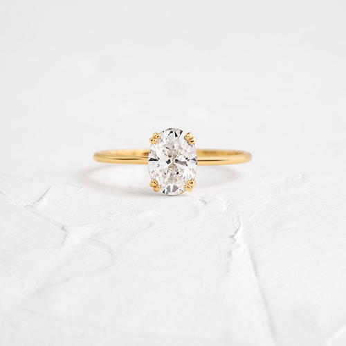 18K Solid Gold Filament Ring, Oval Cut Moissanite Diamond | The Karat Store