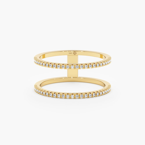 18K Solid Gold Double Line Diamond Ring | The Karat Store