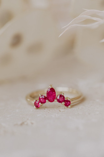 14K Solid Gold Lily Ruby Tracer Band | The Karat Store